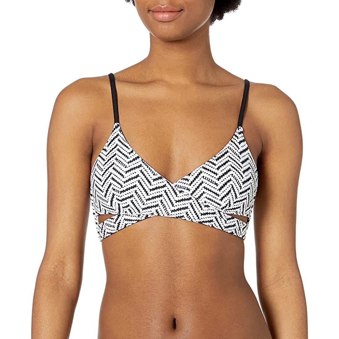 Rip Curl Women's Island Love Reversible Wrap Bikini Top, Black/Black, XL