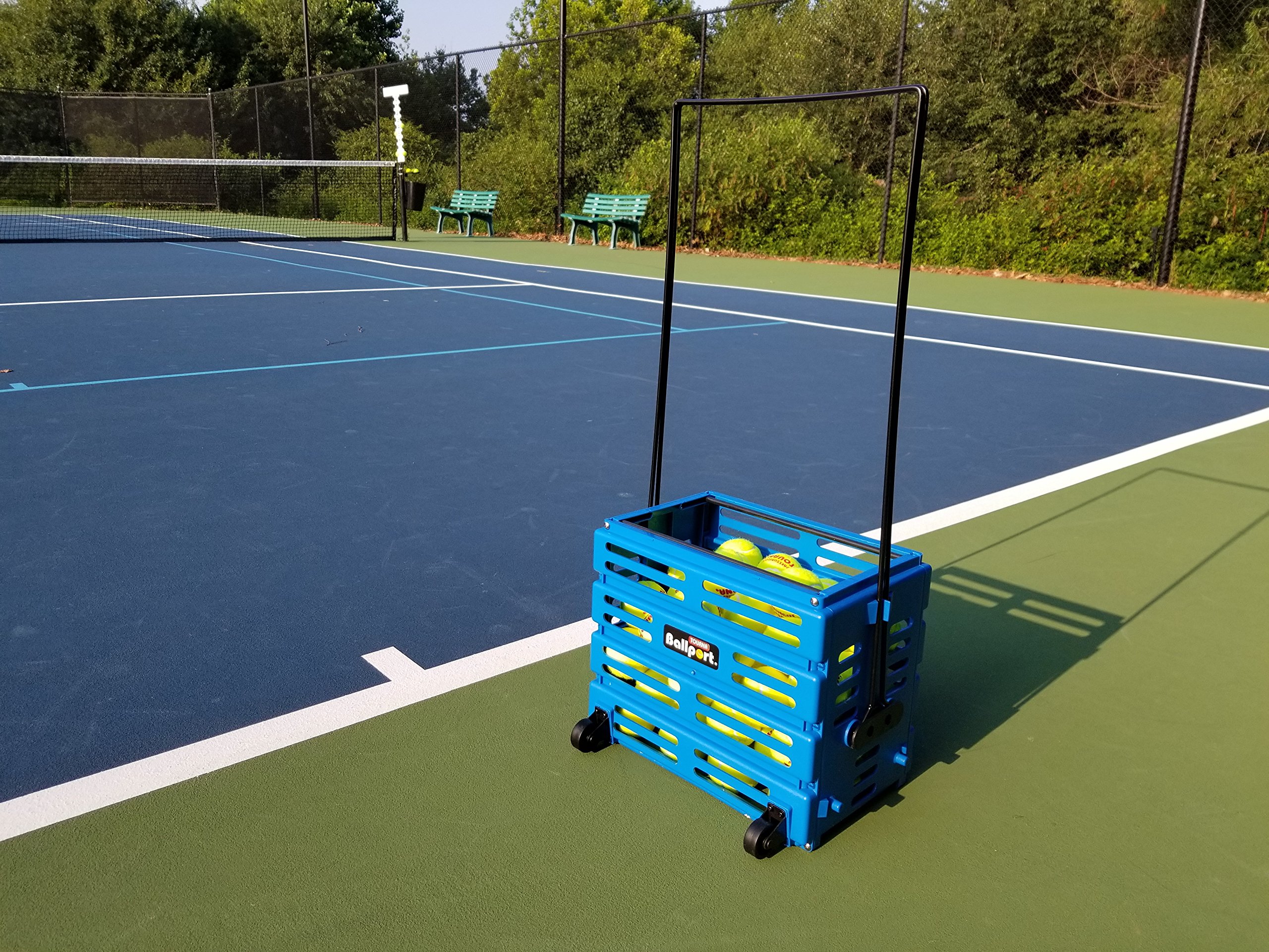 Tourna Ballport Deluxe Tennis Ball Hopper with Wheels - Blue