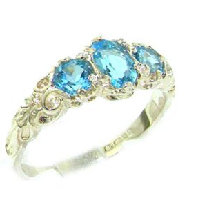 925 sterling silver natural blue topaz womens promise ring - size 5.5