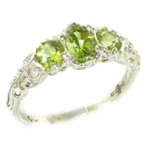 letsbuygold 925 sterling silver natural peridot womens promise ring - size 6.5