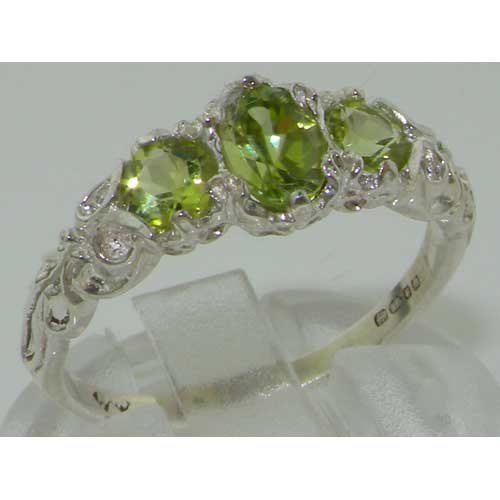 LetsBuyGold 925 Sterling Silver Natural Peridot Womens Promise Ring - Size 6.5