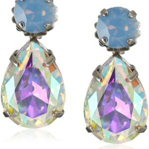 Sorrelli Teardrop Accent Earrings, Antique Silver-Tone Finish, Rainbow Quartz