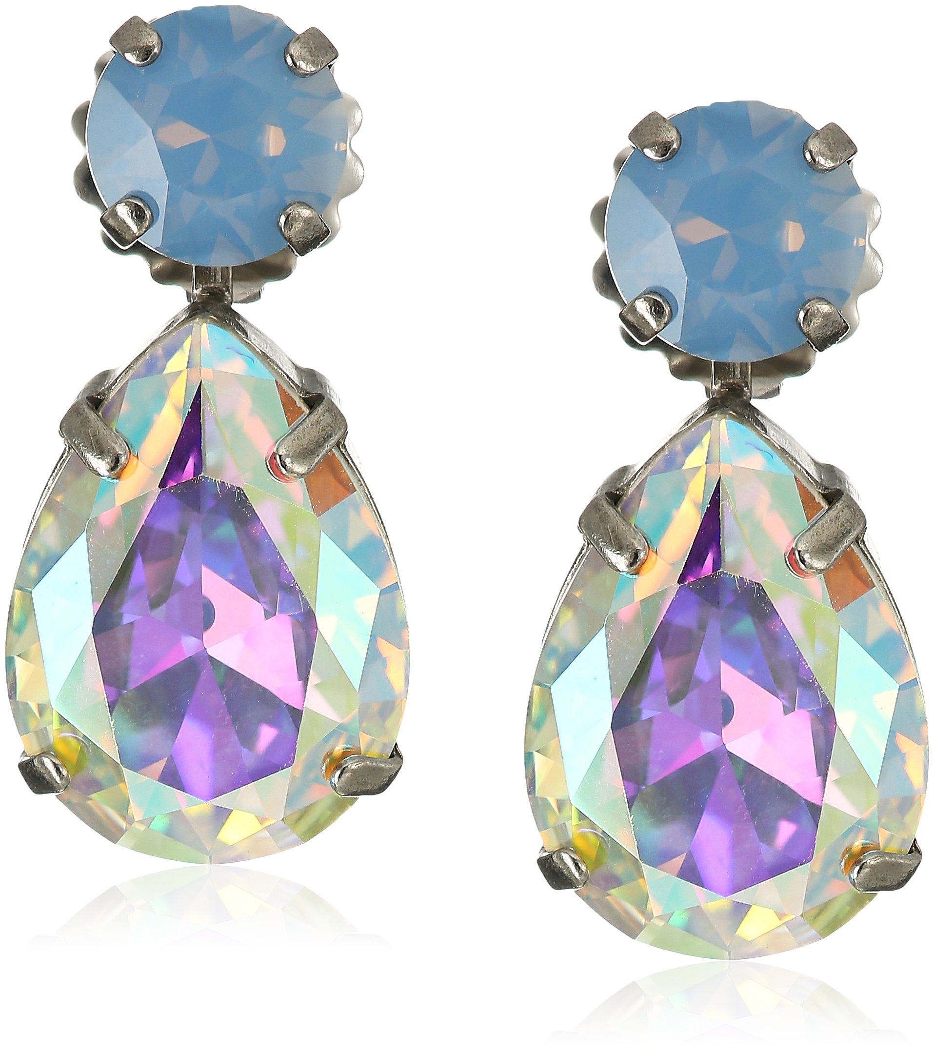 Sorrelli Teardrop Accent Earrings, Antique Silver-Tone Finish, Rainbow Quartz