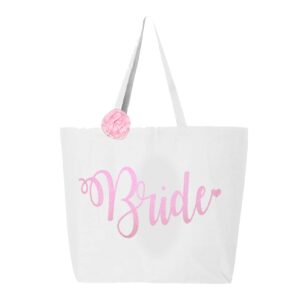 classy bride glitter tote bride bag - white and pink