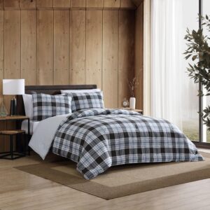 Eddie Bauer - King Duvet Cover Set, Cotton Reversible Bedding with Matching Shams, Styligh Home Decor (Lewis Navy, King)