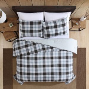 Eddie Bauer - King Duvet Cover Set, Cotton Reversible Bedding with Matching Shams, Styligh Home Decor (Lewis Navy, King)