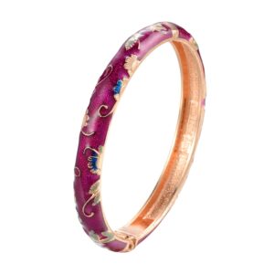 ujoy cute cloisonne bangle bracelets-enamel gold plated butterfly spring openable cuff jewelry gifts for women 55b30 purple