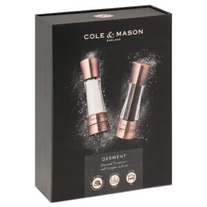 Cole & Mason Gourmet Precision Derwent Salt and Pepper Mill Gift Set, Stainless Steel, Copper, 190 mm