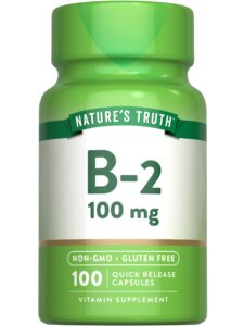 nature's truth b2 vitamin | 100mg | 100 capsules | non-gmo & gluten free supplement | riboflavin