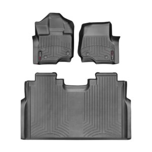 WeatherTech Custom Fit FloorLiners for Ford F-150 (Crew Cab, Bench Seating) - 1st & 2nd Row (44697-1-4) W/O Fold Flat Storage, Black