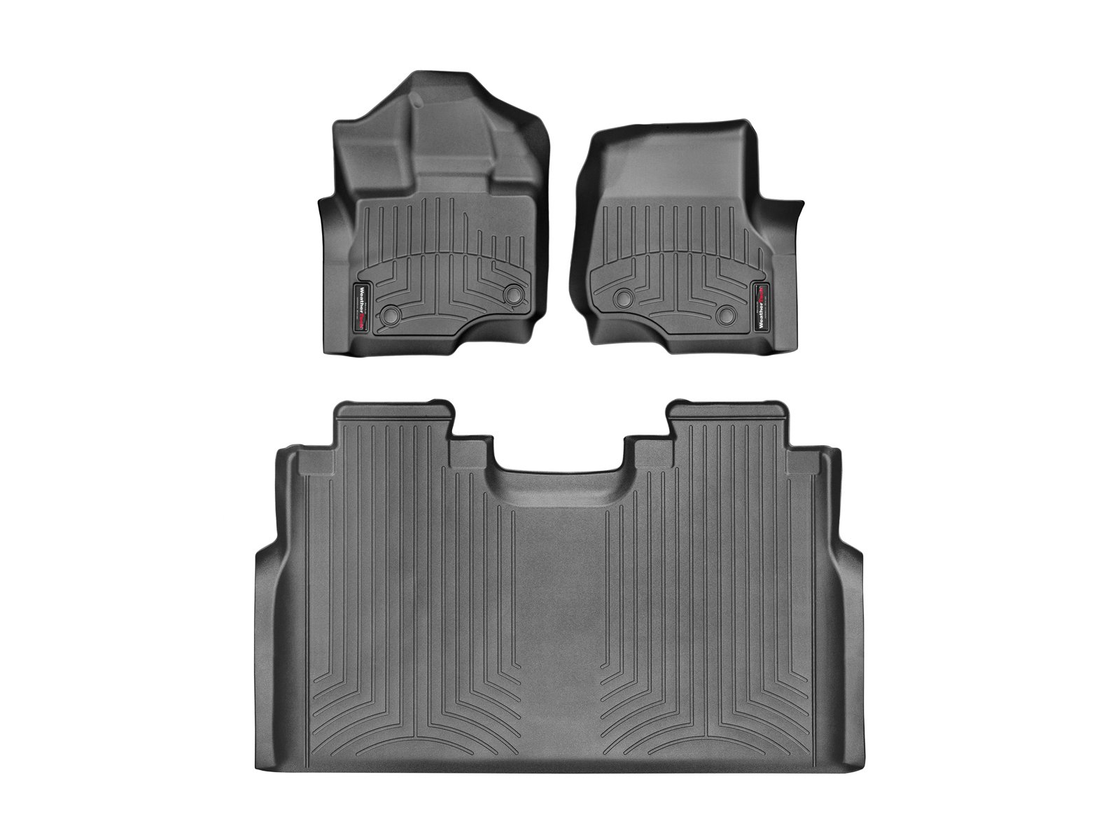 WeatherTech Custom Fit FloorLiners for Ford F-150 (Crew Cab, Bench Seating) - 1st & 2nd Row (44697-1-4) W/O Fold Flat Storage, Black