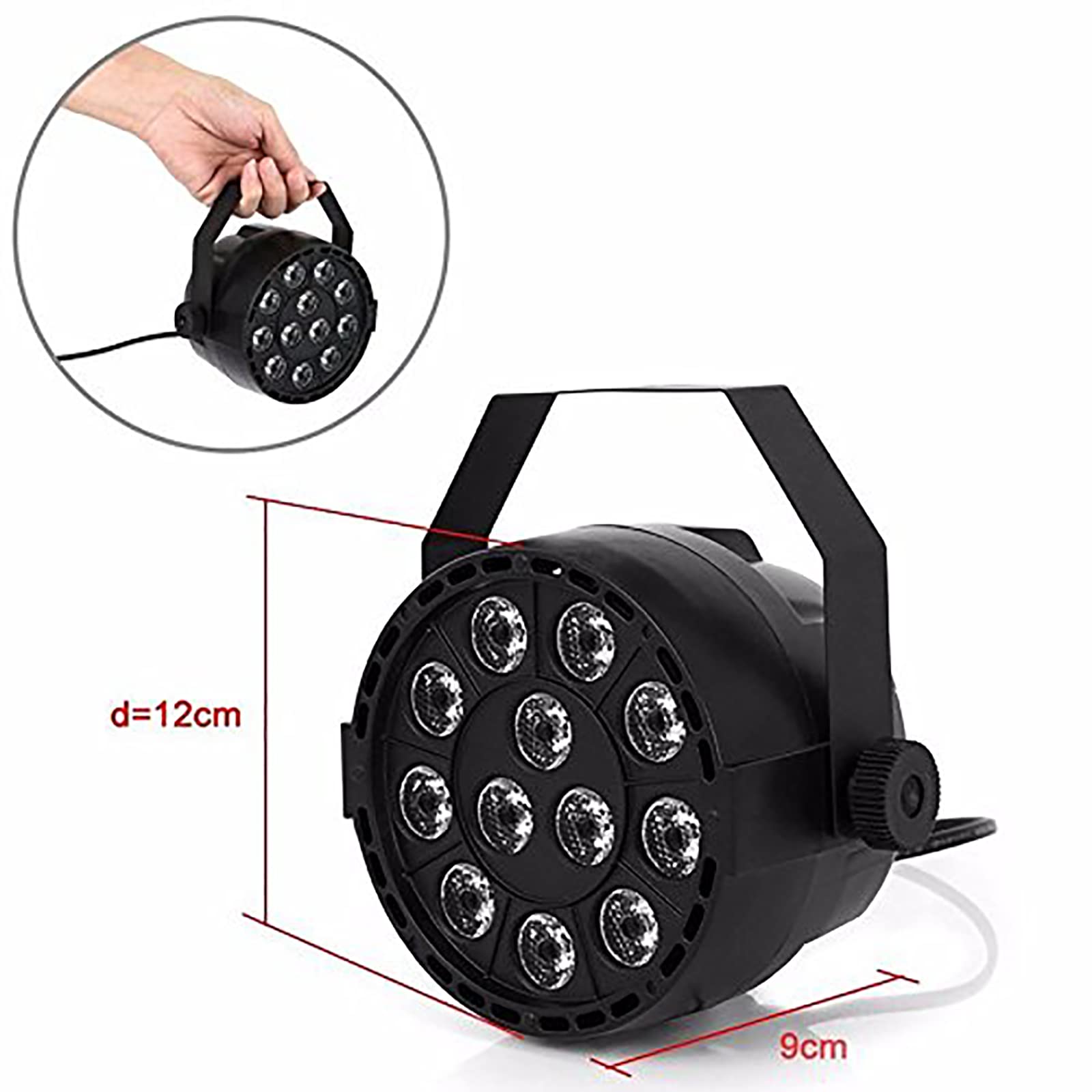 XKCL LED Stage Strobe Light, 12 LED RGBW Par Spotlight, Sound Control DMX Control, for DJ Christmas Party Performance Club discotheque (Black,WithRemote)