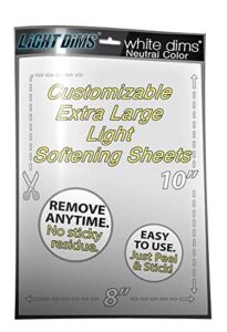 lightdims white dims dimming/softening sheets for harsh led lights 8"x10.5" size (1 sheet) neutral color & (1 sheet) of free mystery gift. packaging may vary