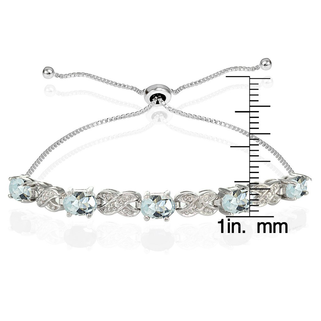 Ice Gems Sterling Silver Genuine Aquamarine Infinity Adjustable Bracelet