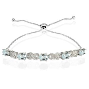 ice gems sterling silver genuine aquamarine infinity adjustable bracelet