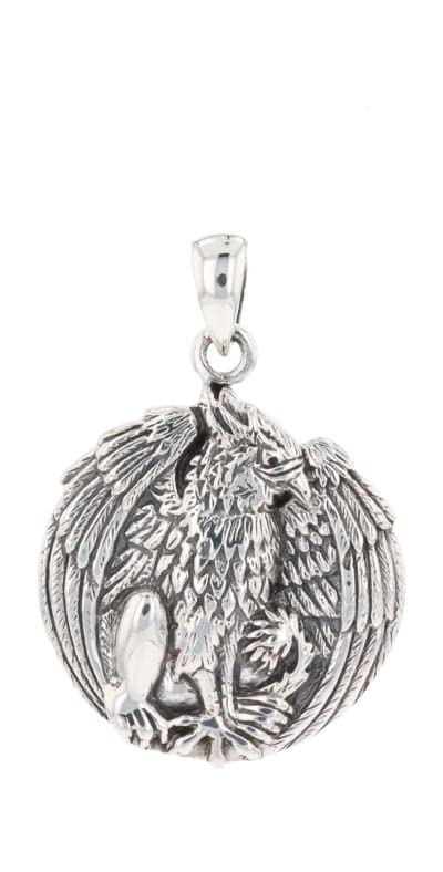 Jewelry Trends Sterling Silver Gryphon Griffin Gargoyle Pendant by Artist Jody Bergsma