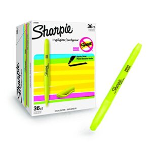 sharpie pocket highlighters, chisel tip, fluorescent yellow, 36 count