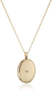 amazon essentials 14k gold-filled polished oval pendant with genuine diamond locket necklace, 18" (previously amazon collection)