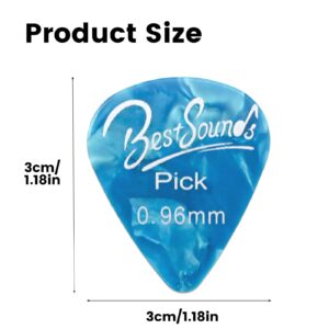 48PCS Guitar Picks, [Thin/Medium/Heavy] Variety Pack Celluloid Pearl Guitar Picks for Acoustic, Electric or Bass Guitars 0.46 mm/0.71 mm/ 0.96 mm, Random Colors(Thin/Medium/Heavy)