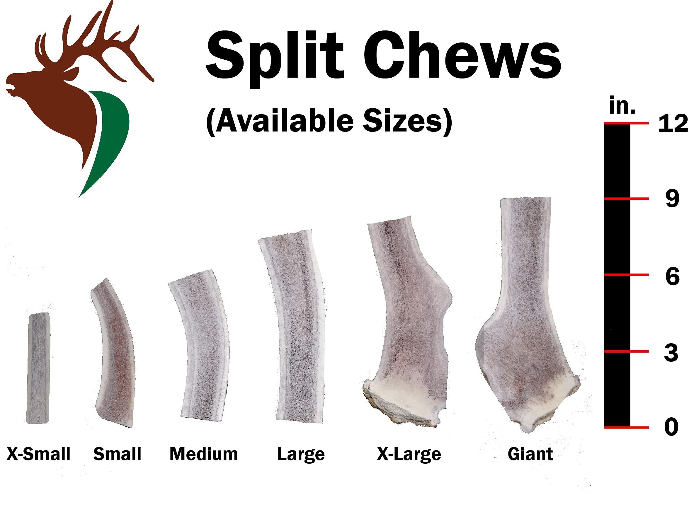 Elkhorn Premium Chews - Small Split Twin Pack (for 0-20 lb Dogs and Puppies) Premium Grade Elk Antlers for Dogs (2 Pieces) Sourced in The USA