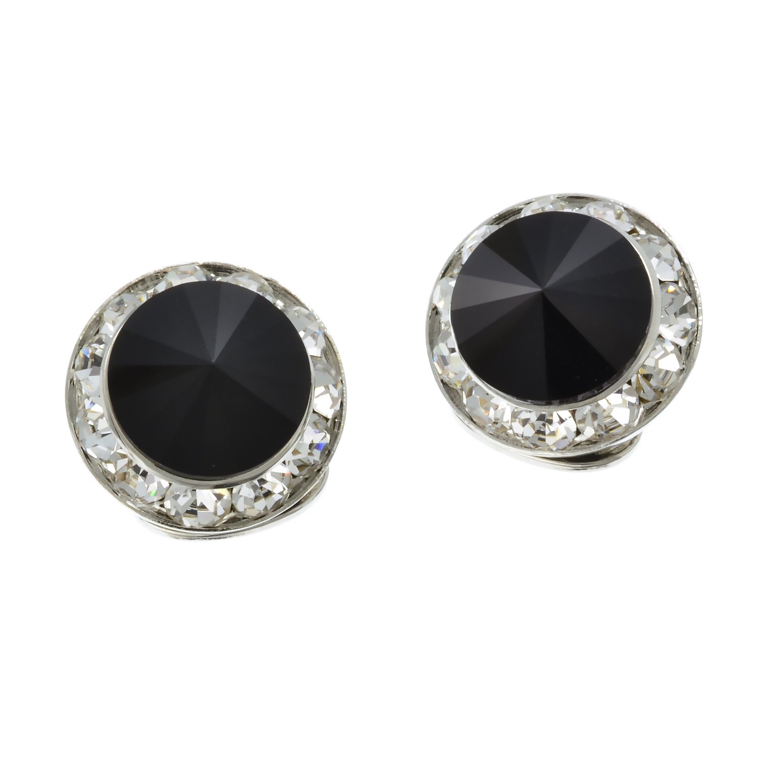 PammyJ 15mm Crystal CLIP-ON Earrings (Black)