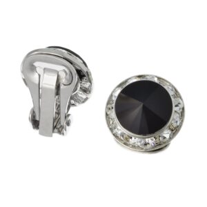 PammyJ 15mm Crystal CLIP-ON Earrings (Black)