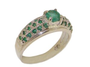 925 sterling silver real genuine emerald womens wedding band ring - size 4