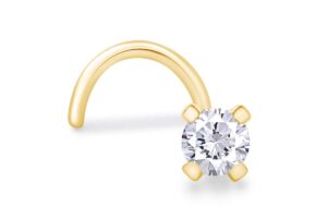 the jewel zone 14k solid yellow gold 22g nose stud ring jewelry cubic zirconia 1/1.5/2/2.5/3 mm