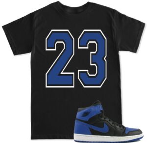 ftd apparel men's 23 blue retro 1 royal blue t shirt - xxl black