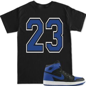 FTD Apparel Men's 23 Blue Retro 1 Royal Blue T Shirt - XXL Black