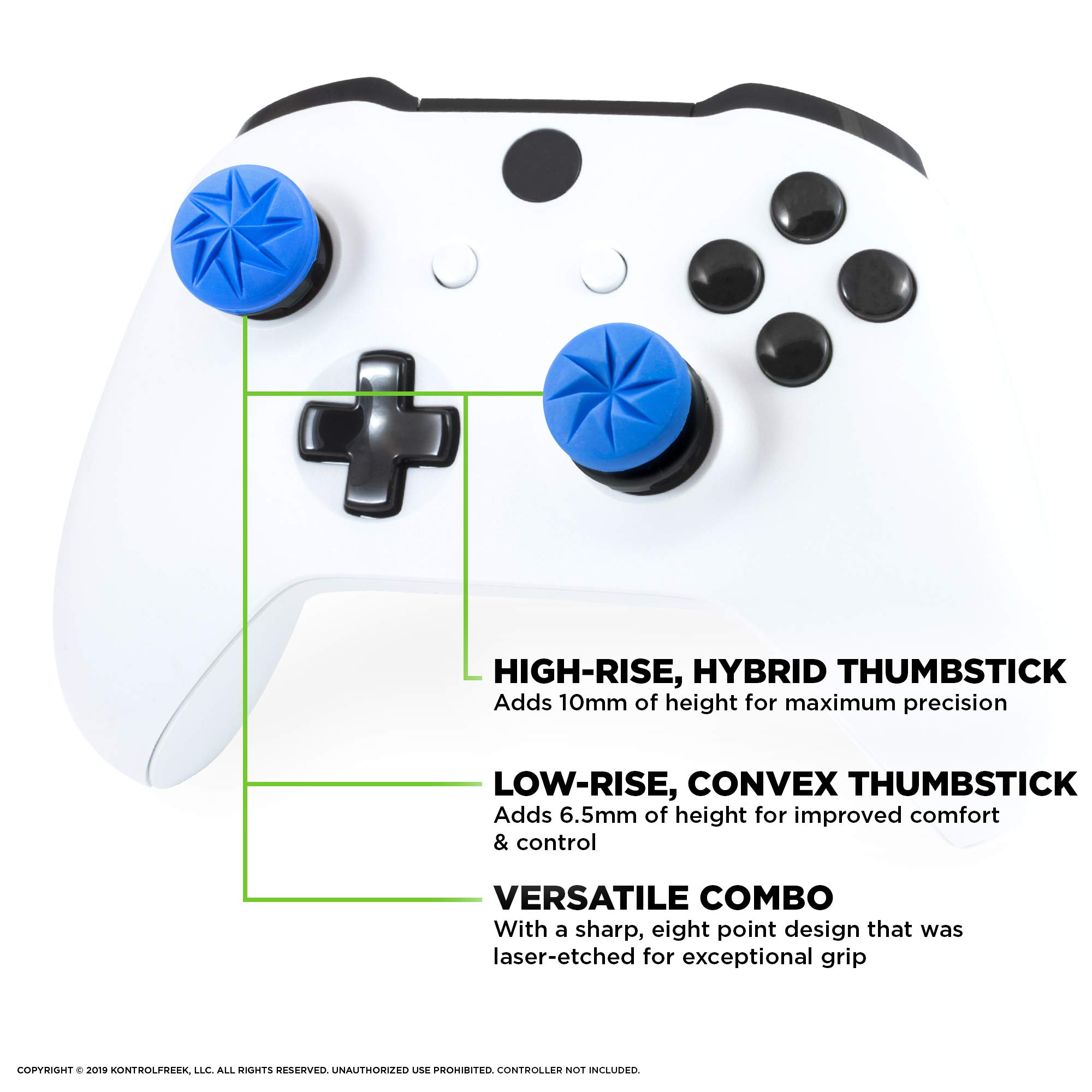 KontrolFreek FPS Freek Edge for Xbox One and Xbox Series X Controller | Performance Thumbsticks | 1 High-Rise Convex, 1 Low-Rise Convex | Blue