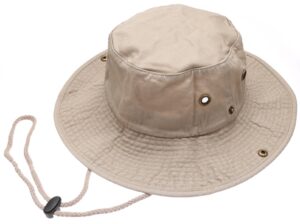 summer outdoor boonie hunting fishing safari bucket sun hat with adjustable strap(khaki,lxl)