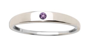 cherished moments sterling silver baby ring with amethyst in classic dainty band (size 3)