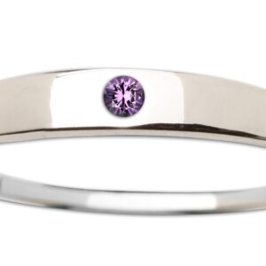 Cherished Moments Sterling Silver Baby Ring with Amethyst in Classic Dainty Band (Size 3)