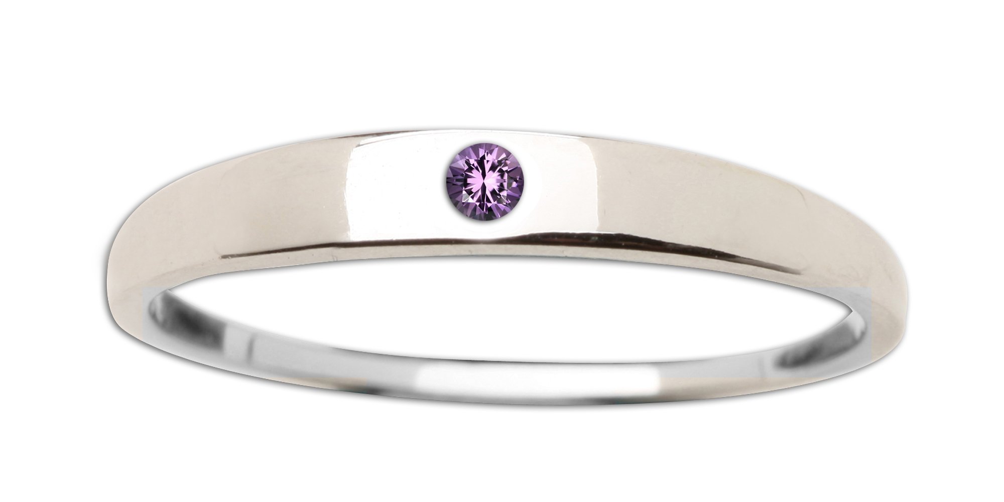 Cherished Moments Sterling Silver Baby Ring with Amethyst in Classic Dainty Band (Size 3)