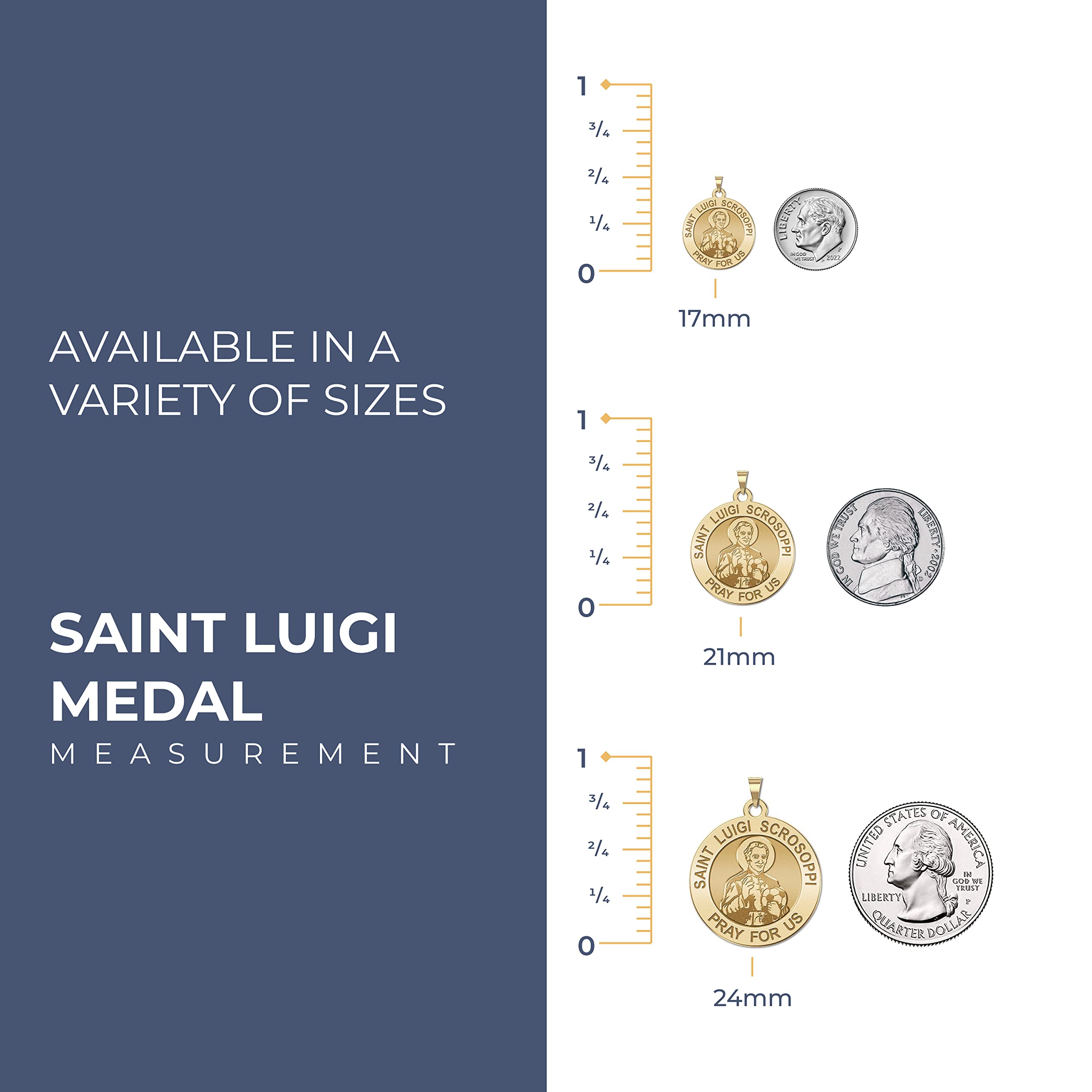 PicturesOnGold.com Saint Luigi Scrosoppi Religious Medal In - (Sterling Silver, Medal Only, 3/4 Inch)