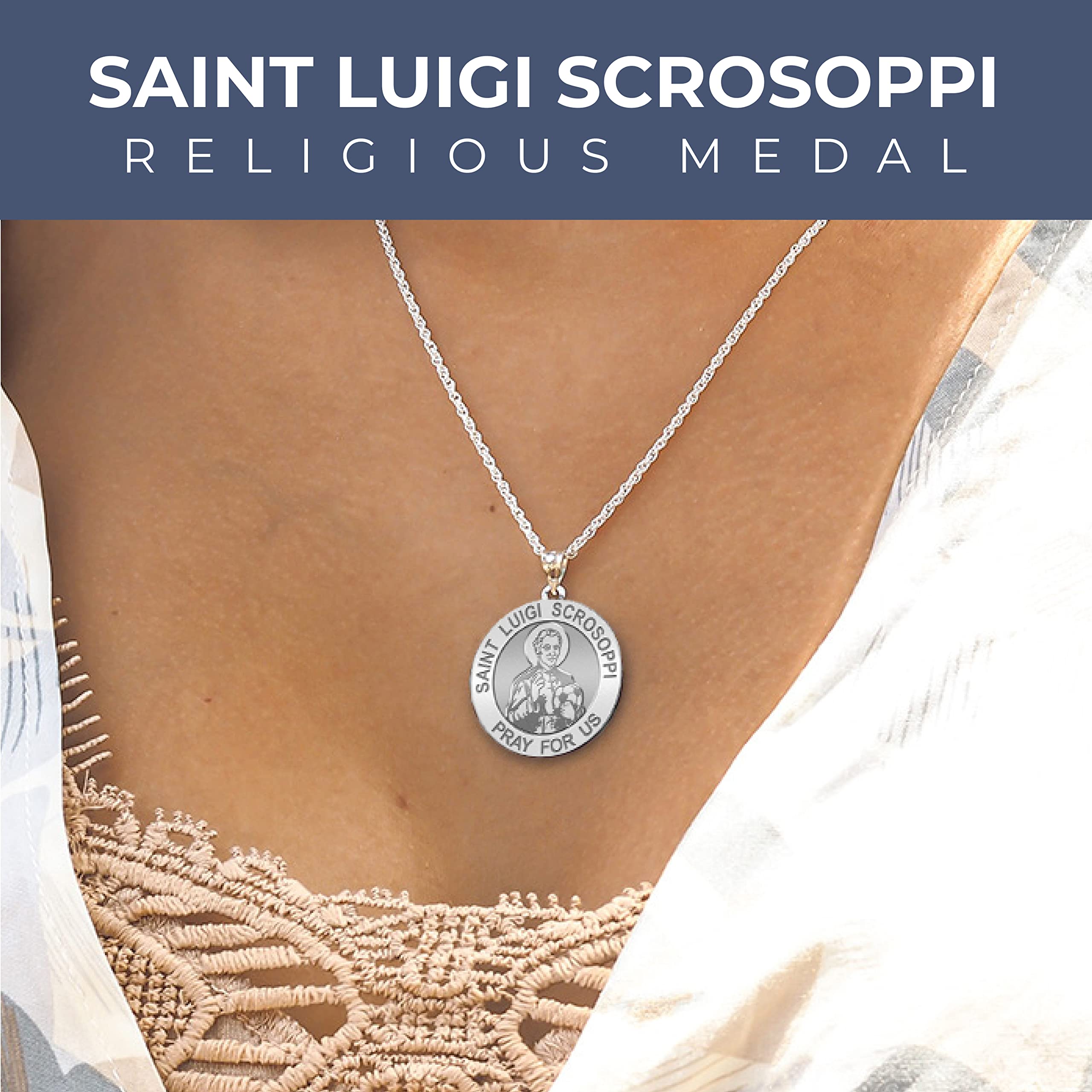 PicturesOnGold.com Saint Luigi Scrosoppi Religious Medal In - (Sterling Silver, Medal Only, 3/4 Inch)