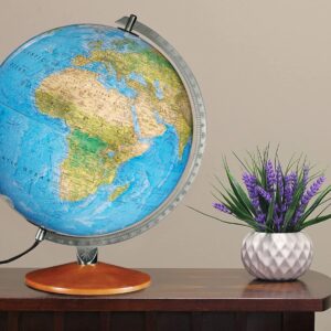 Replogle Odessa - Blue Ocean 2-way Map, Illuminated World Globe, Raised Relief, Up-to-Date Cartography, Made in USA(12"/30cm diameter)