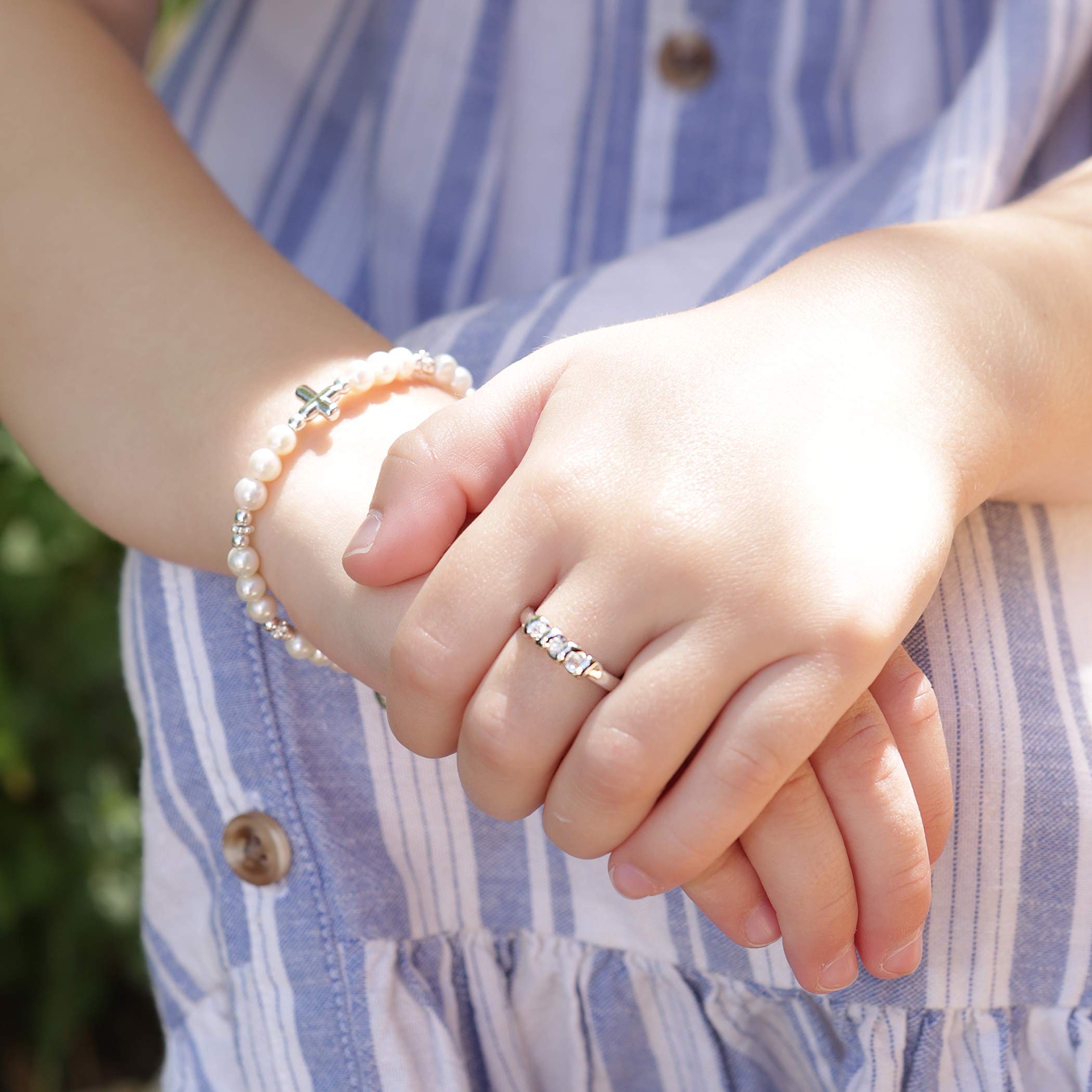 Cherished Moments Sterling Silver Baby Ring With Twisted Band and White Sapphires (Size 3)