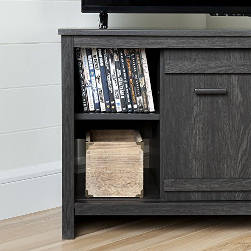 South Shore Exhibit Corner TV Stand with Sliding Doors for TVs up to 42", Gray Oak