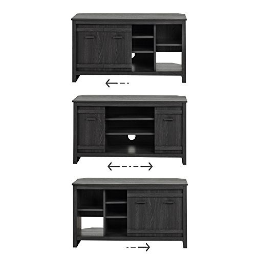 South Shore Exhibit Corner TV Stand with Sliding Doors for TVs up to 42", Gray Oak