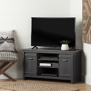 South Shore Exhibit Corner TV Stand with Sliding Doors for TVs up to 42", Gray Oak