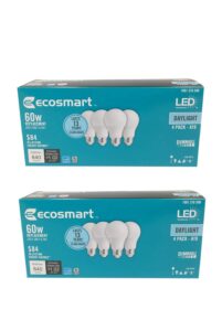 ecosmart 60w equivalent daylight a19 energy star, dimmable led light bulb (8 pack)