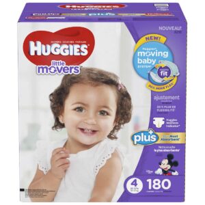 huggies little movers plus diapers size 4, 180 count