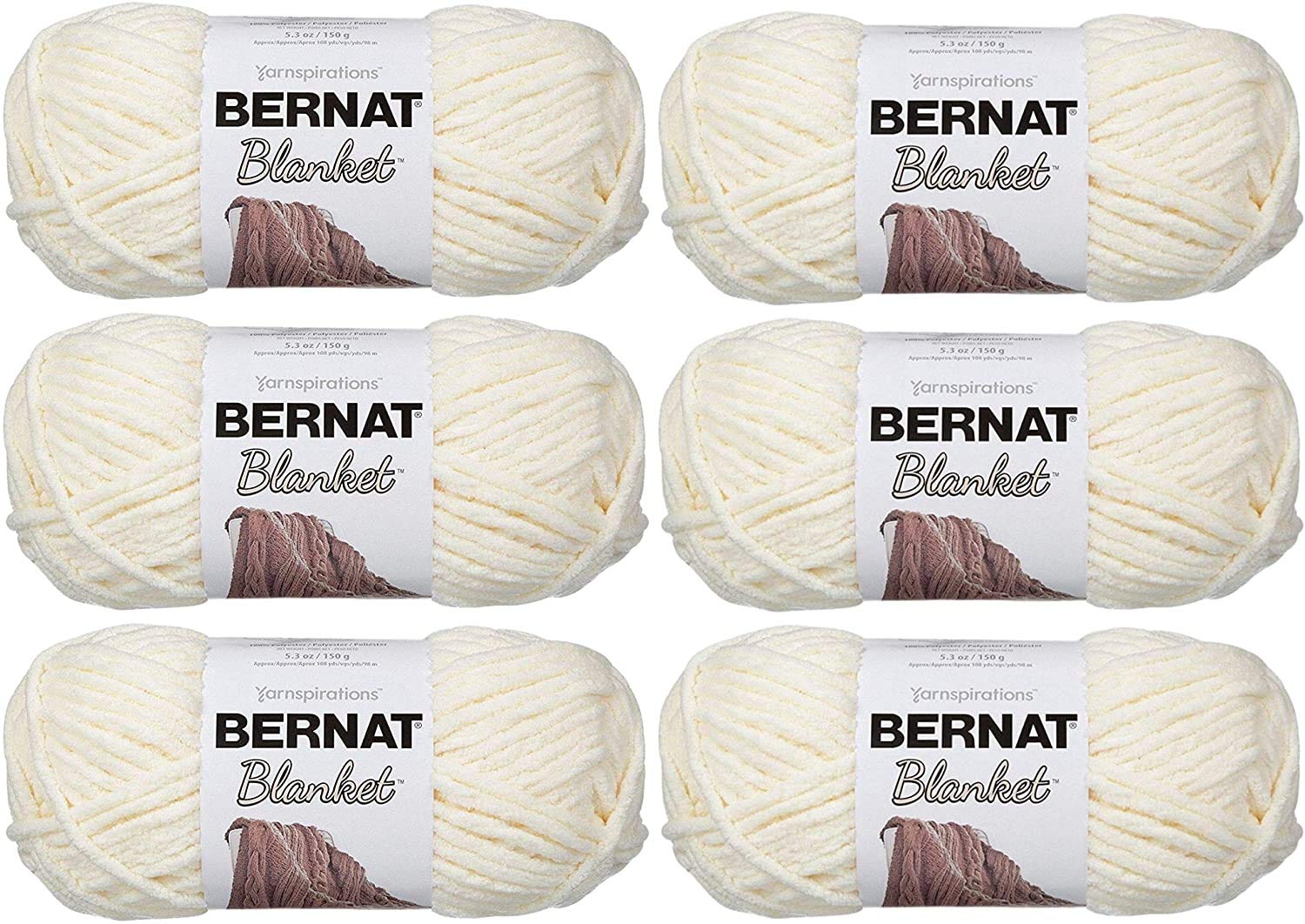 Bernat Blanket Yarn, 5.3oz, 6-Pack (Vintage White)