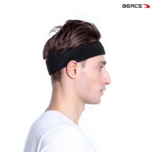 BEACE Sweatbands Sports Headband for Men & Women - 6PCS Moisture Wicking Athletic Cotton Terry Cloth Sweatband for Tennis, Basketball, Running, Gym, Working Out