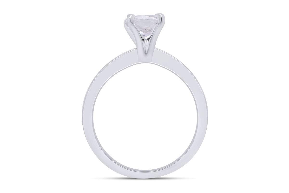 Jewel Zone US Cushion Cut White Cubic Zirconia Anniversary Solitaire Ring in 14k White Gold Over Sterling Silver (0.75 Carat)