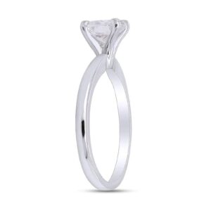 Jewel Zone US Cushion Cut White Cubic Zirconia Anniversary Solitaire Ring in 14k White Gold Over Sterling Silver (0.75 Carat)