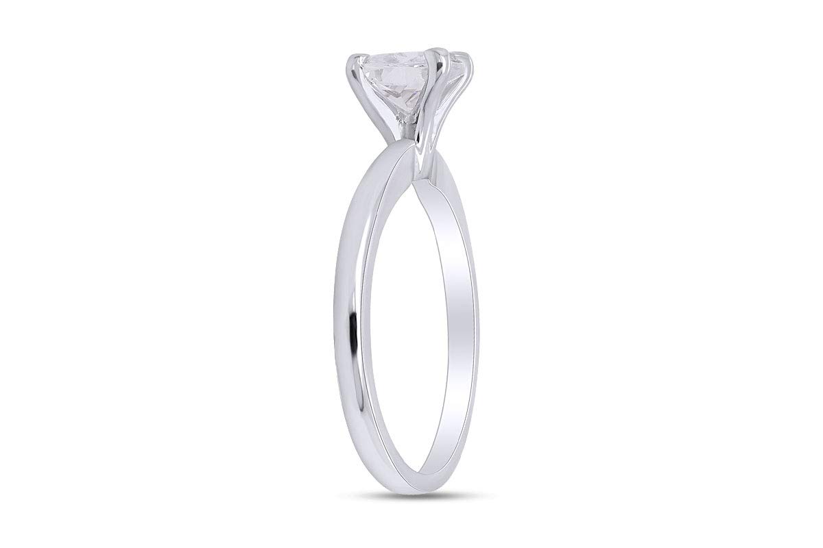 Jewel Zone US Cushion Cut White Cubic Zirconia Anniversary Solitaire Ring in 14k White Gold Over Sterling Silver (0.75 Carat)