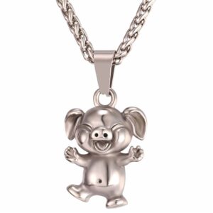 u7 cute piggy pendant with 22 inch chain stainless steel pet pig necklace for women teen